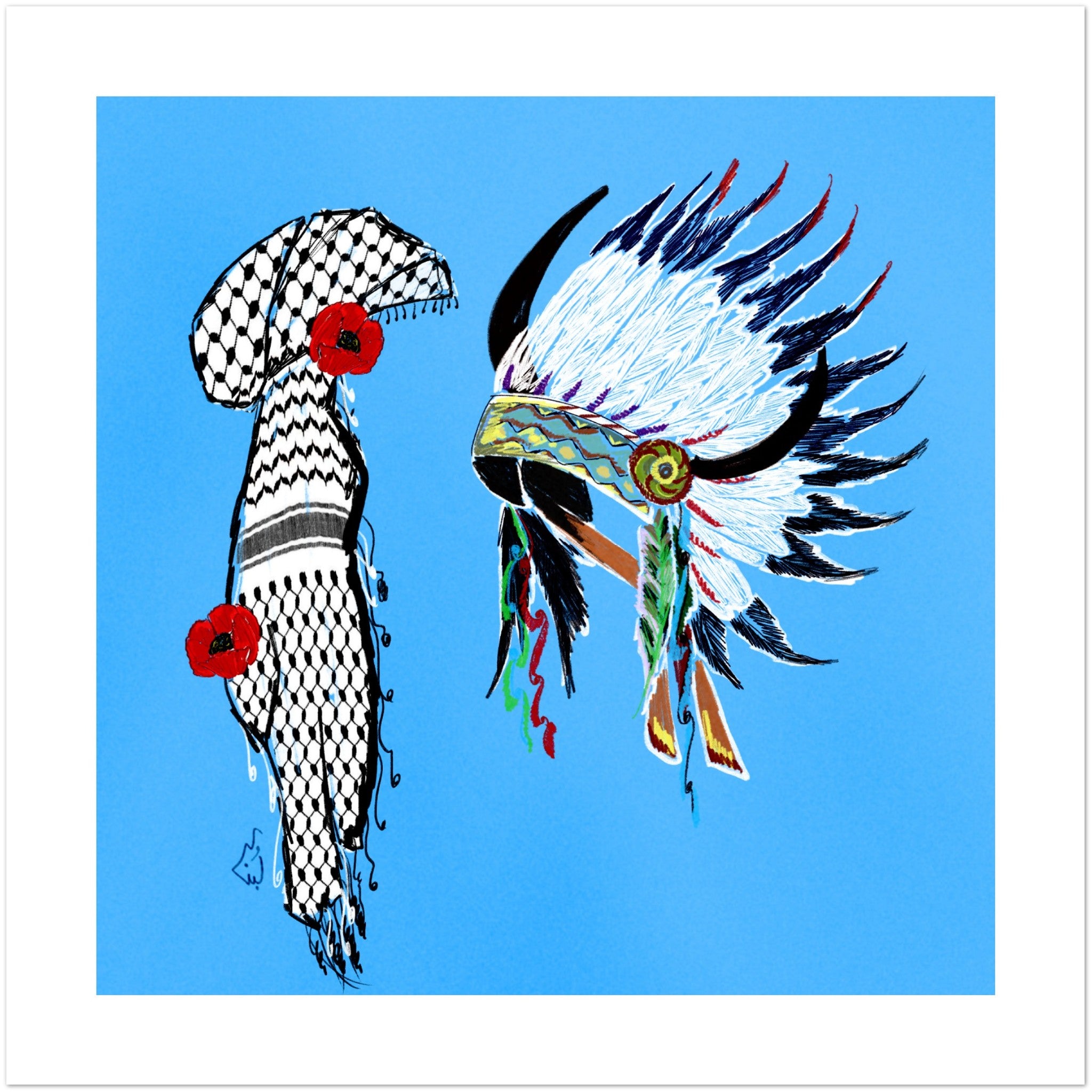 Indigenous Palestine Blue Wall Art