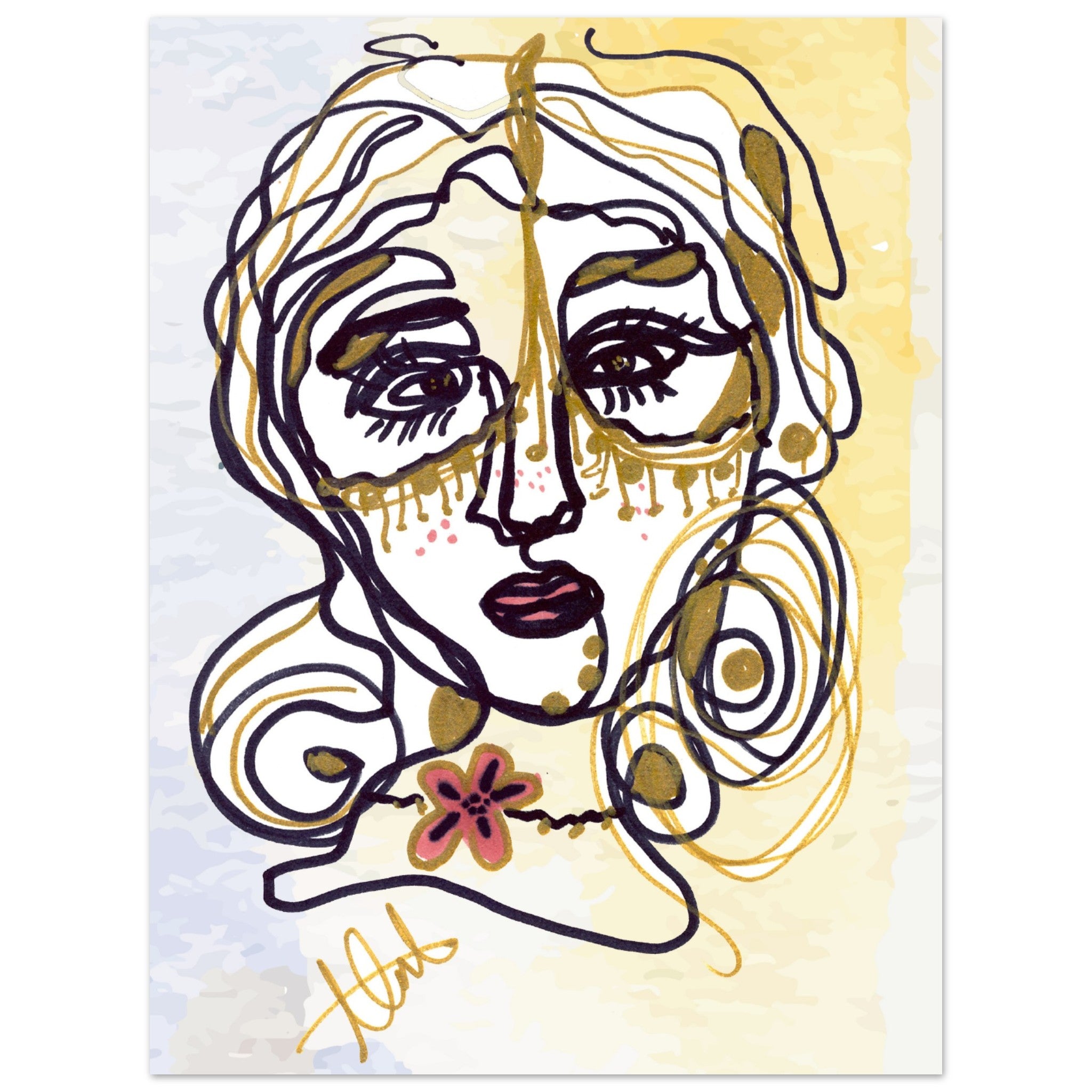 One-Line Bedouin Portrait Wall Art