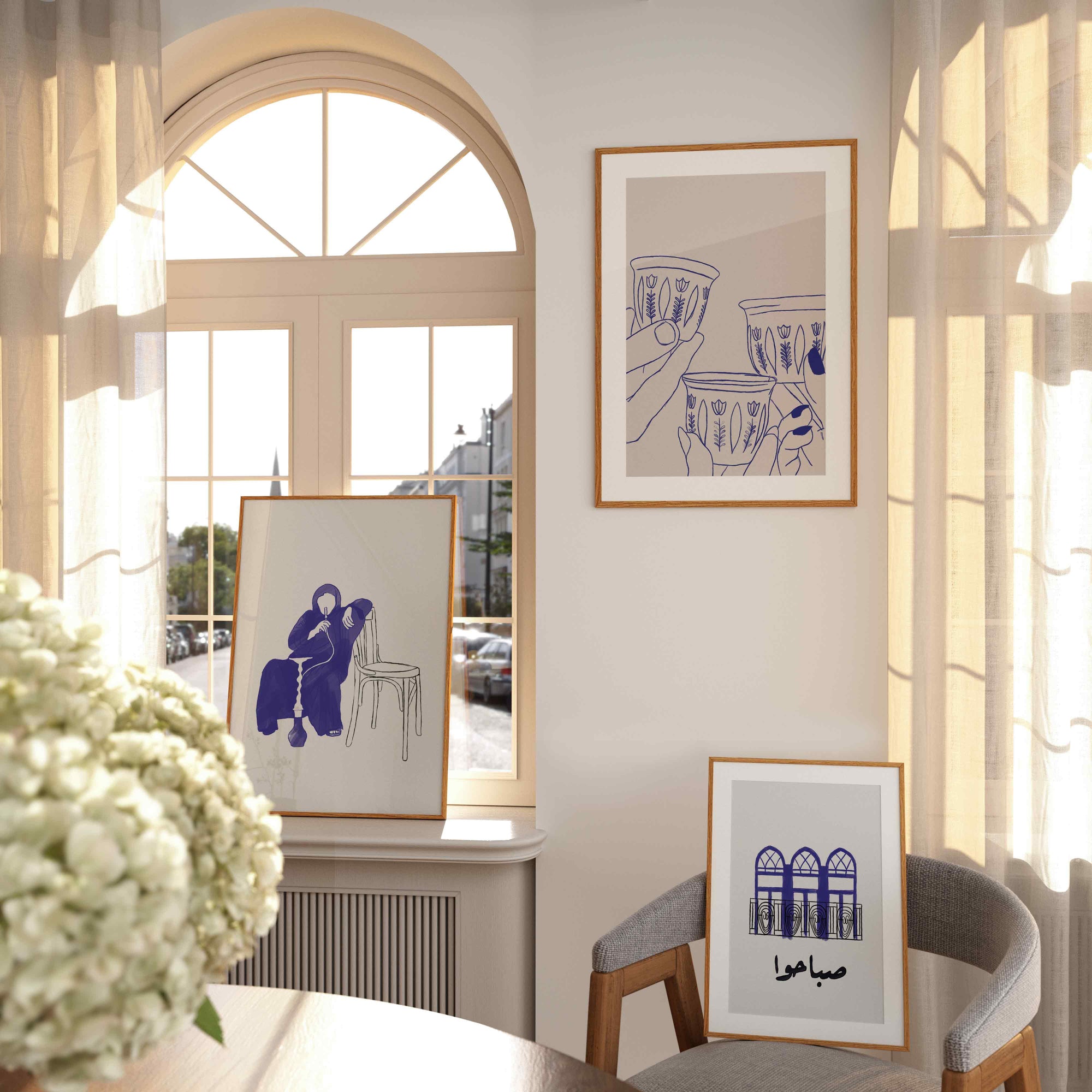 Lebanese Blue Coffee Cups Wall Art